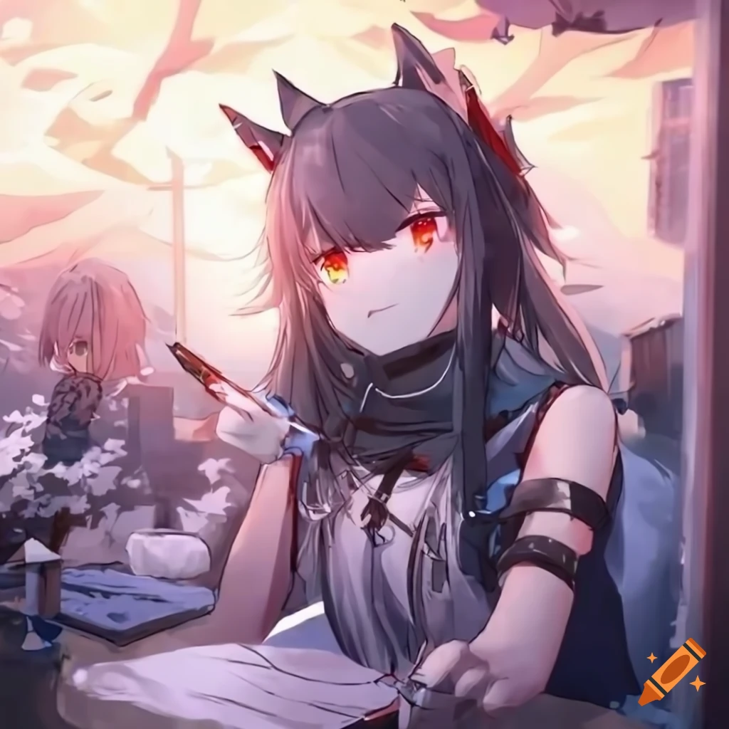 Hd winter scene with three arknights characters