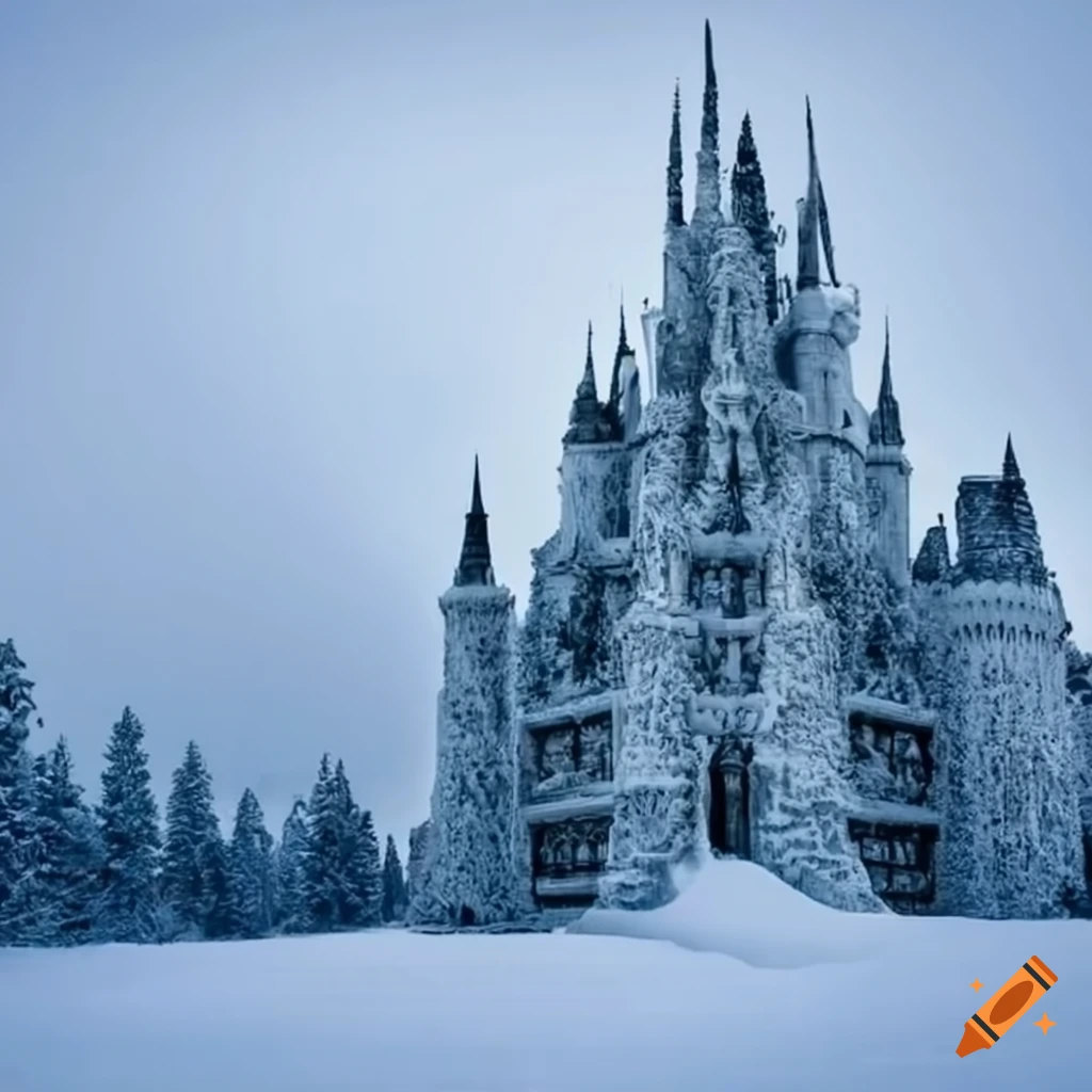 Photo of a snowy castle in the wilderness on Craiyon
