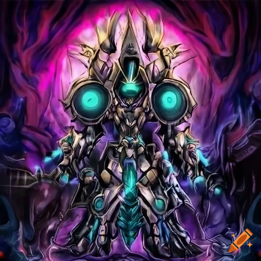 Detailed yugioh style artwork of a mechanical entity on Craiyon