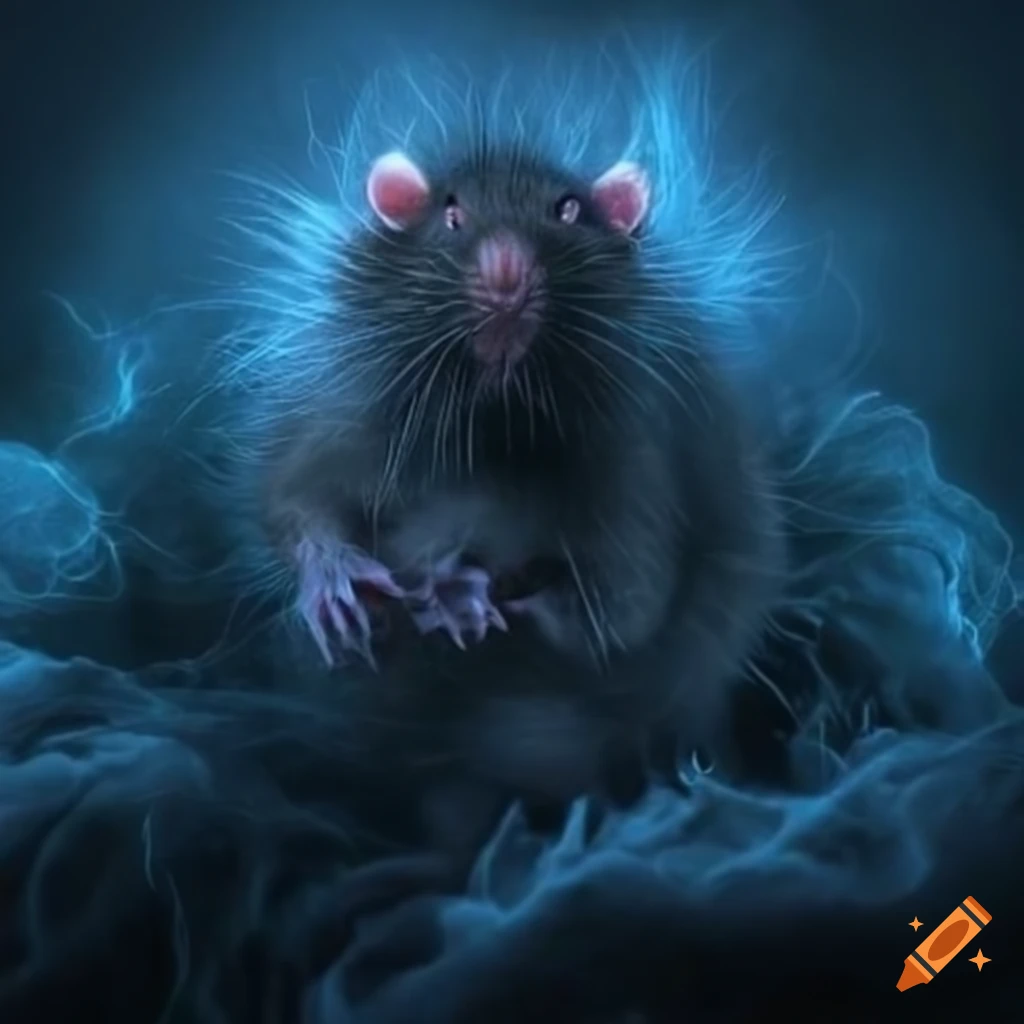 Image of a rat god in a stormy blue background on Craiyon