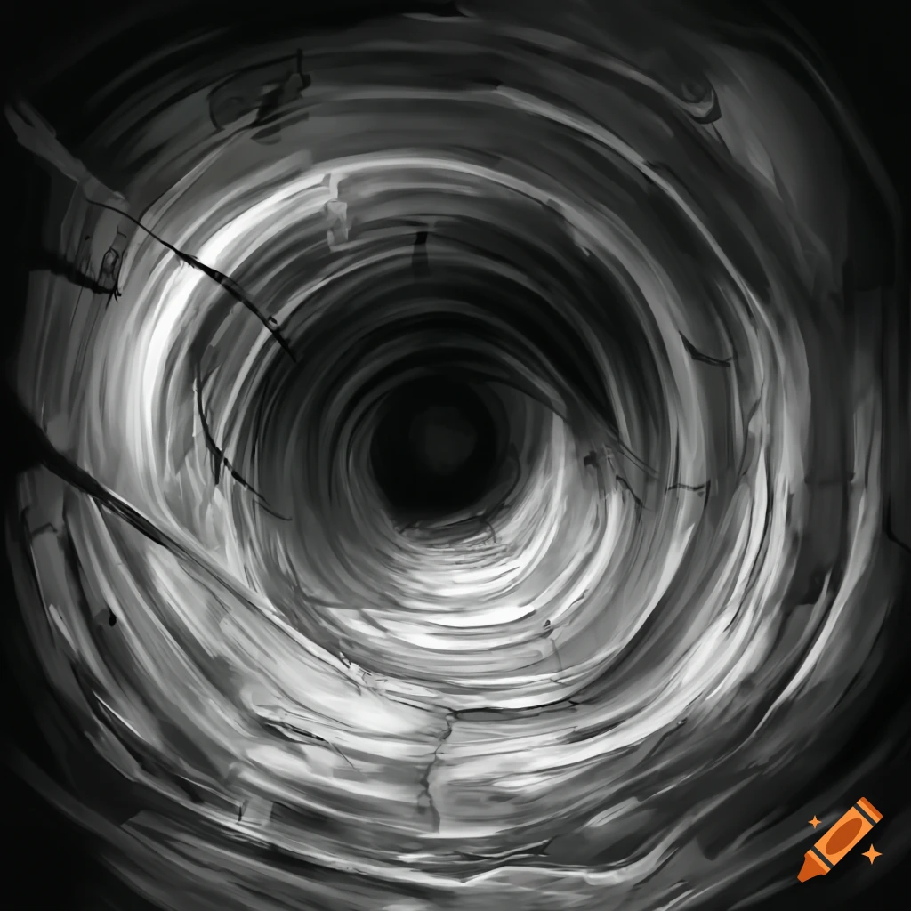 Black and white image of a dark portal on Craiyon