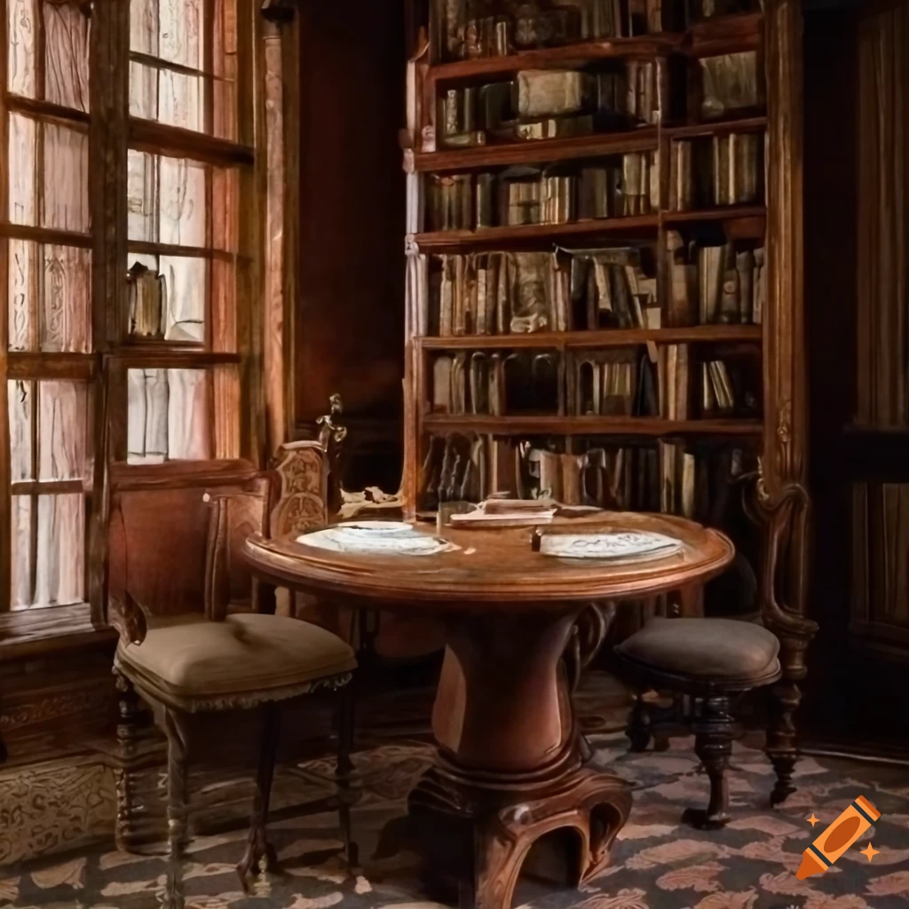 Photograph of a study in a Victorian manor on Craiyon