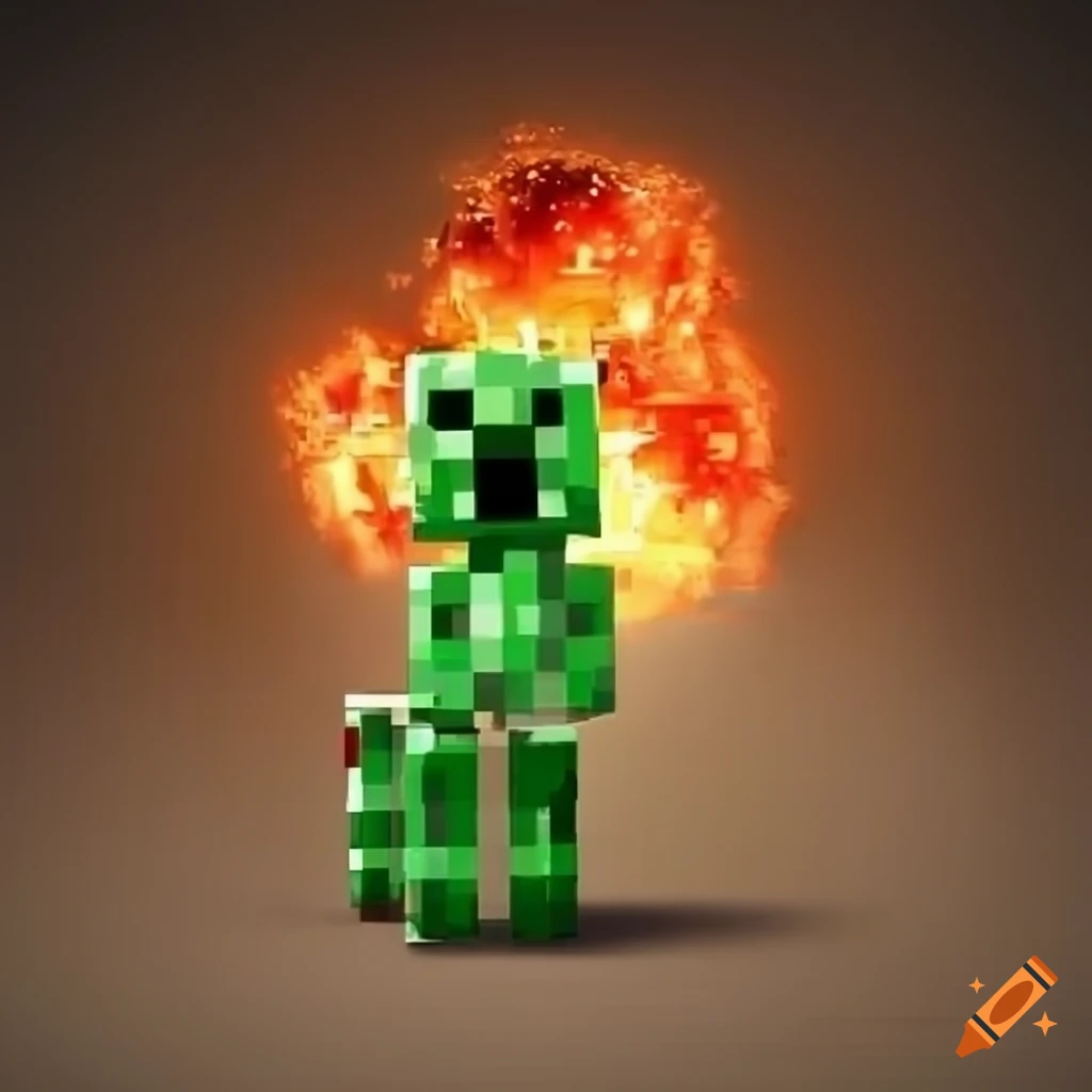 Minecraft Creeper wallpaper with realistic explosions on Craiyon