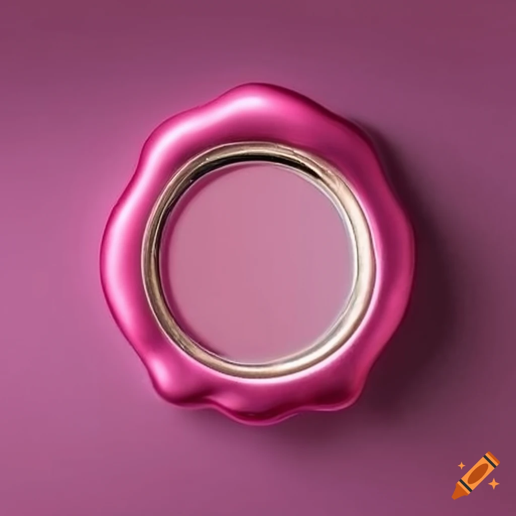 Fuchsia metallic pink heart wax seal on white background