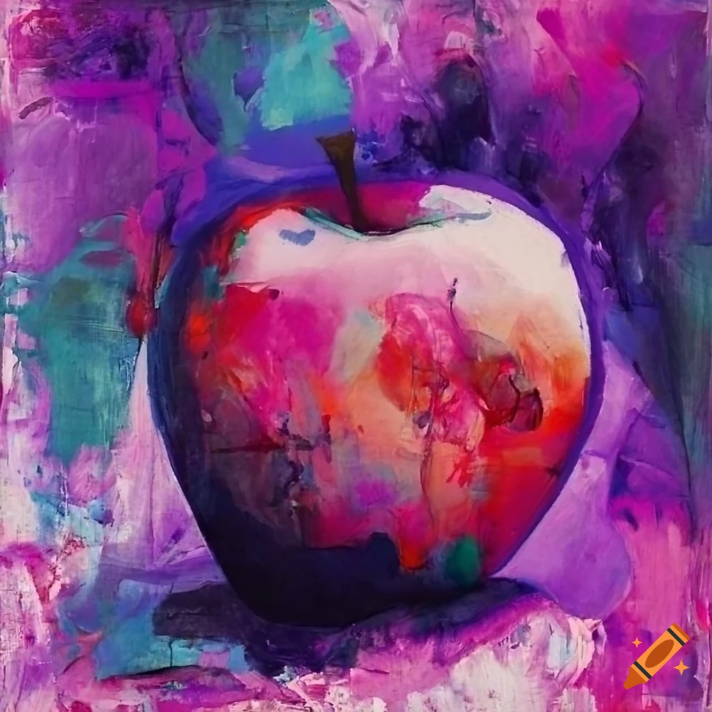 Abstract mixed media collage of an apple painting on Craiyon