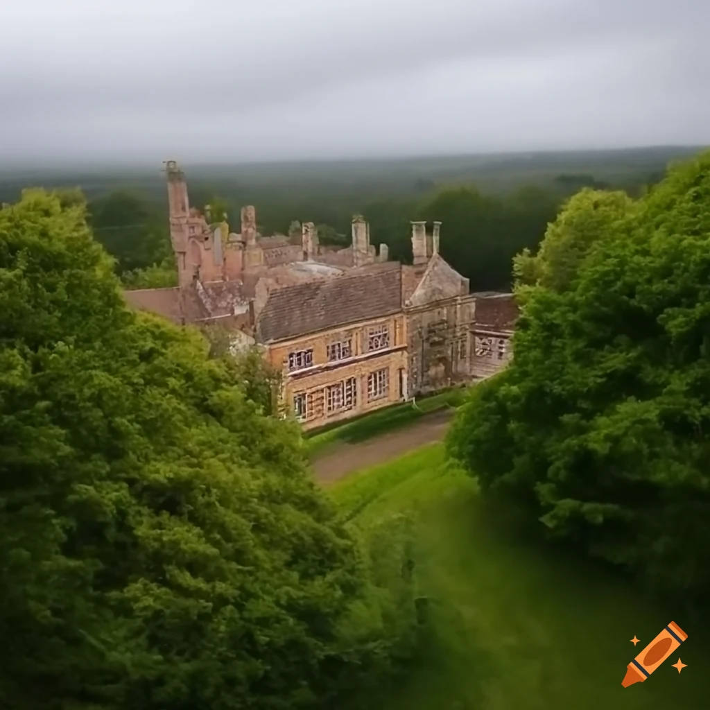 View from a victorian manor house overlooking english countryside on ...