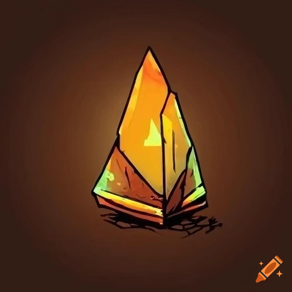 Geometric glass shard icon in orange and yellow on Craiyon