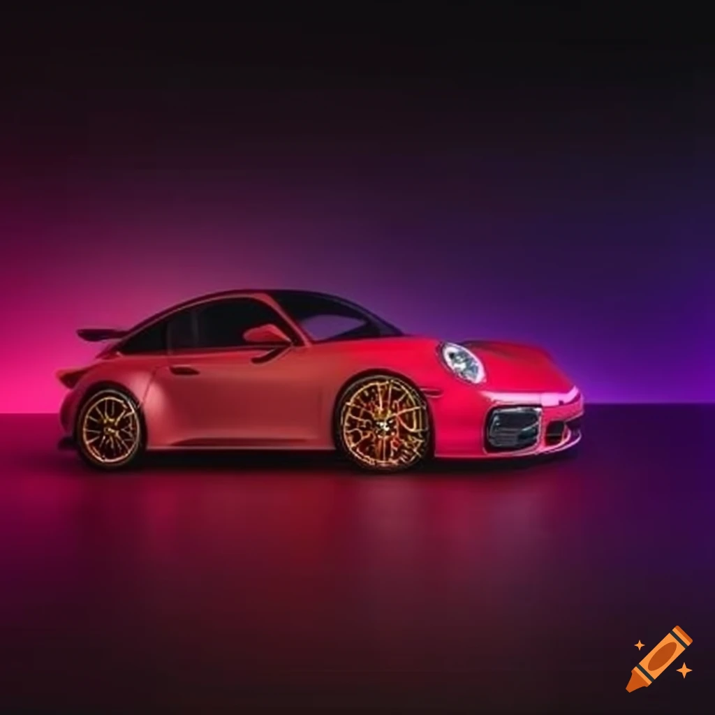 Colorful background with a porsche car on Craiyon
