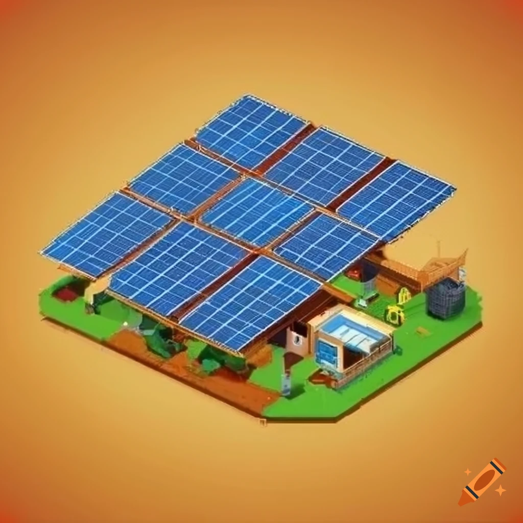 Pixel art of a solar panel farm on Craiyon