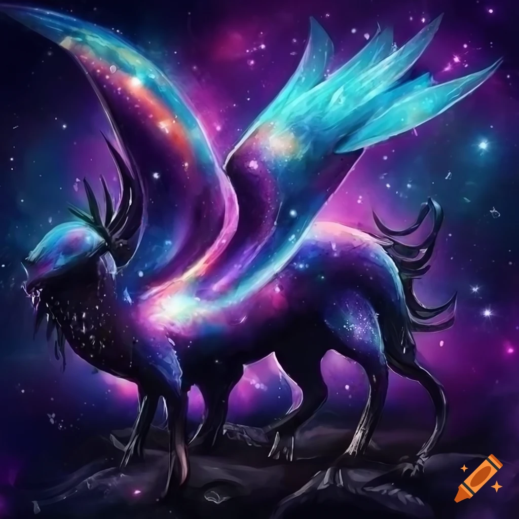 Fantasy art of a galaxy-themed creature on Craiyon
