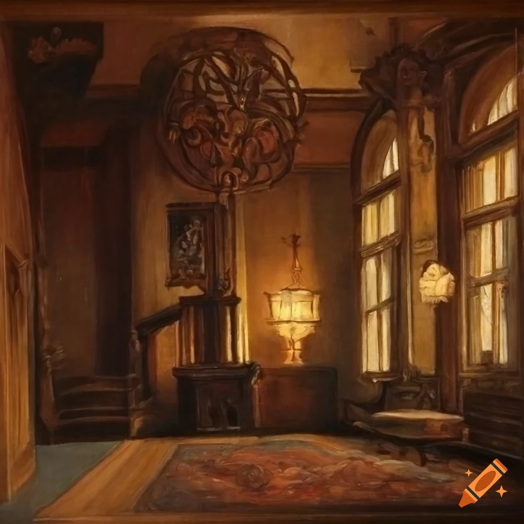 Grand foyer of a medieval manor house