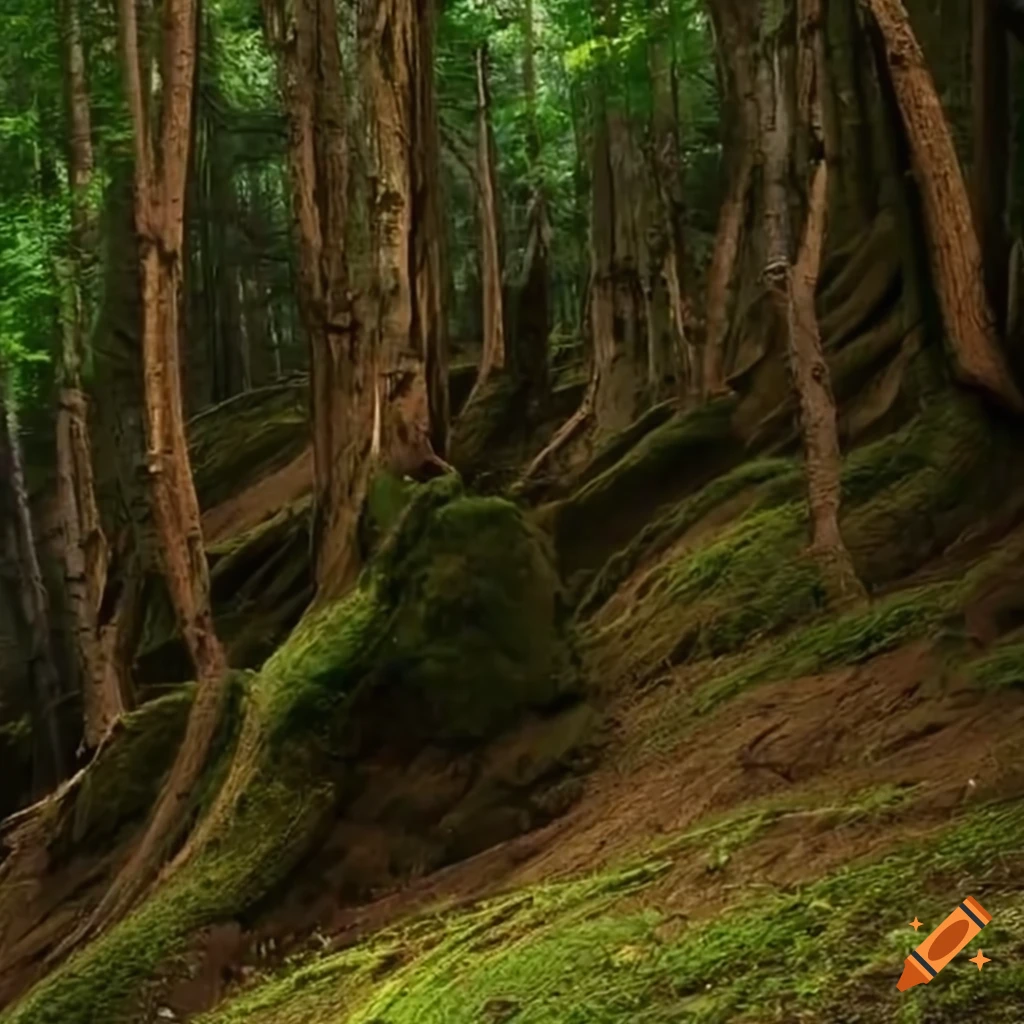 Image of a logged forest with soil erosion on Craiyon