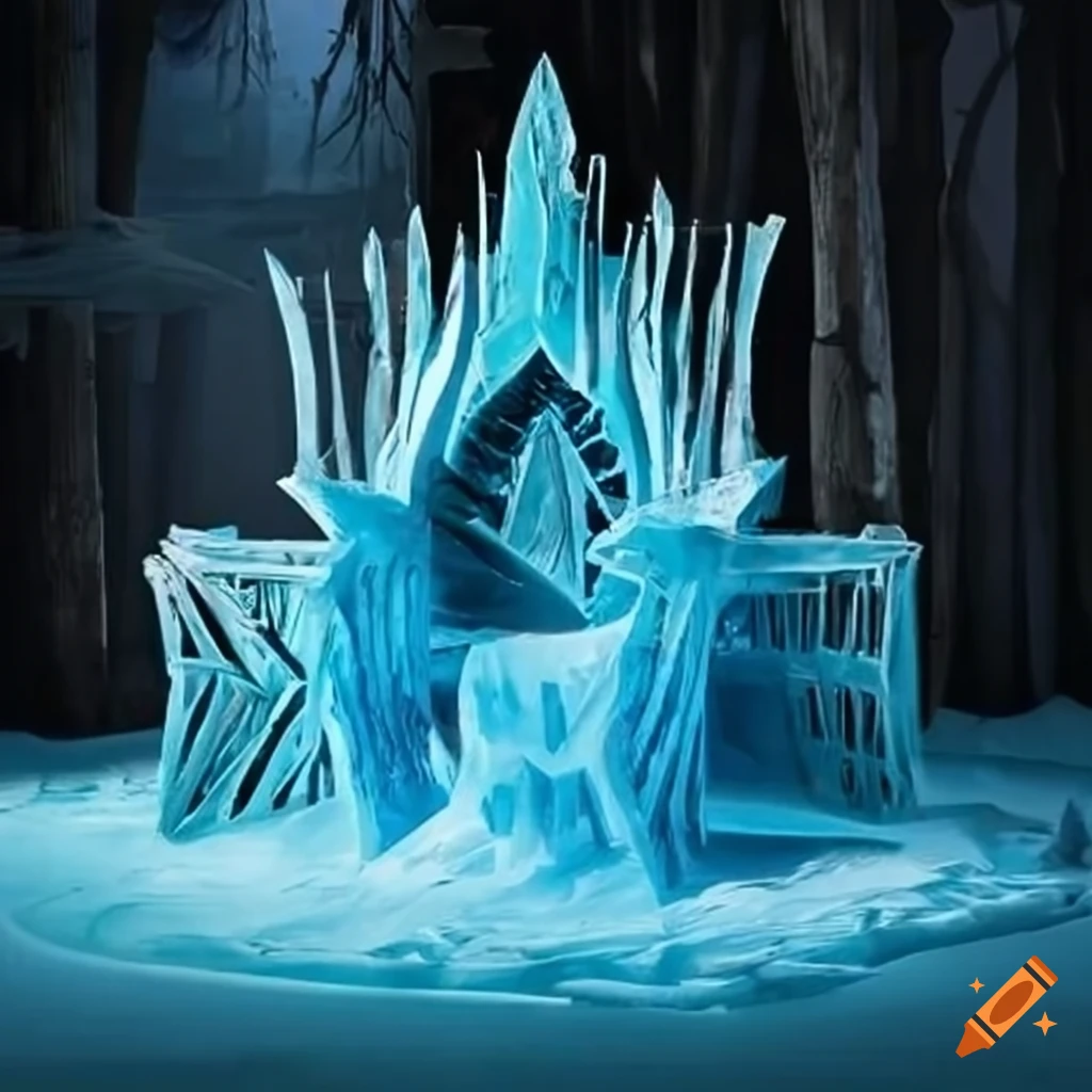 Ice throne with biomechanical design on Craiyon