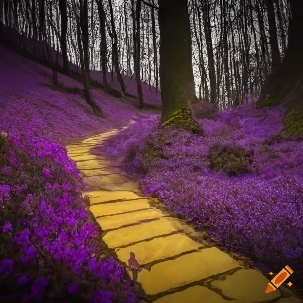 Landscape of a surreal purple world on Craiyon