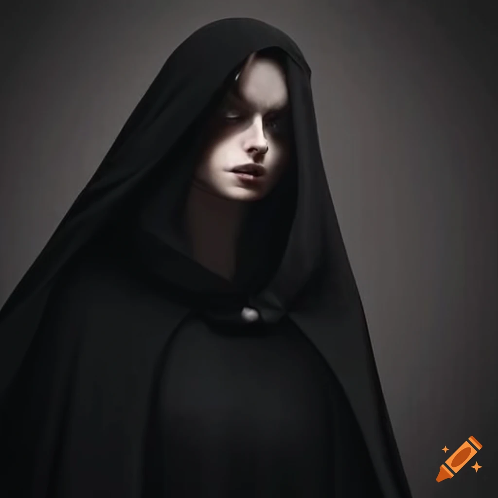 Image of a black cloak flowing in the wind on Craiyon