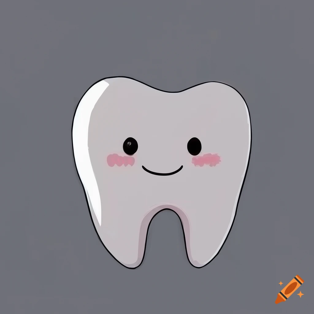 Minimalist drawing of a cute white tooth with big eyes on Craiyon