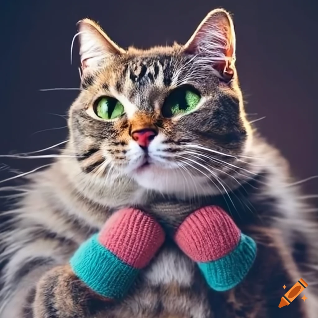 Cat with adorable mittens on its paws
