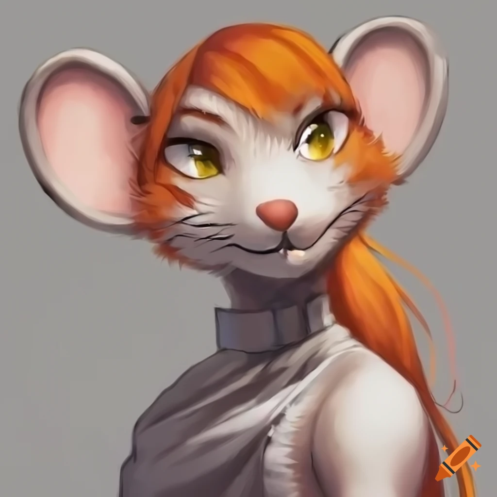 Art of a female anthro mouse fencer with a black hat on Craiyon