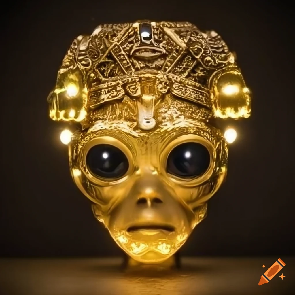 Gold glass led lights with aztec alien god design