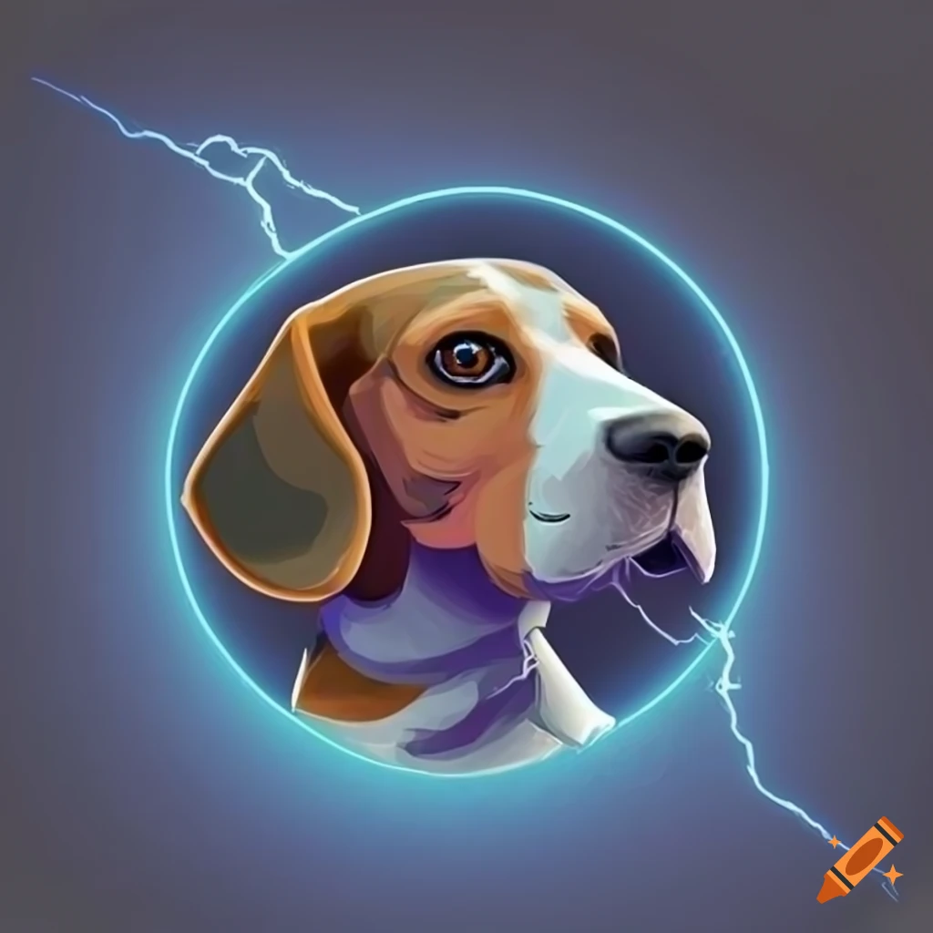 E-sports logo with a beagle and thunder on Craiyon