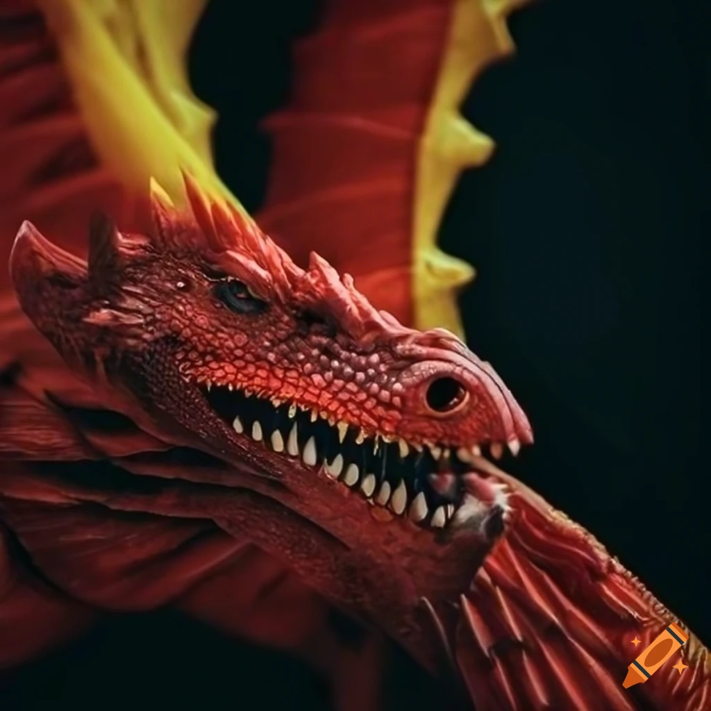 Sharp-toothed mystical dragon in a forest