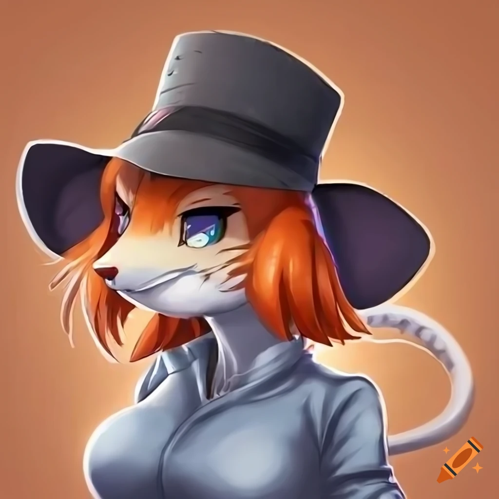Art of a female anthro mouse fencer with a black hat