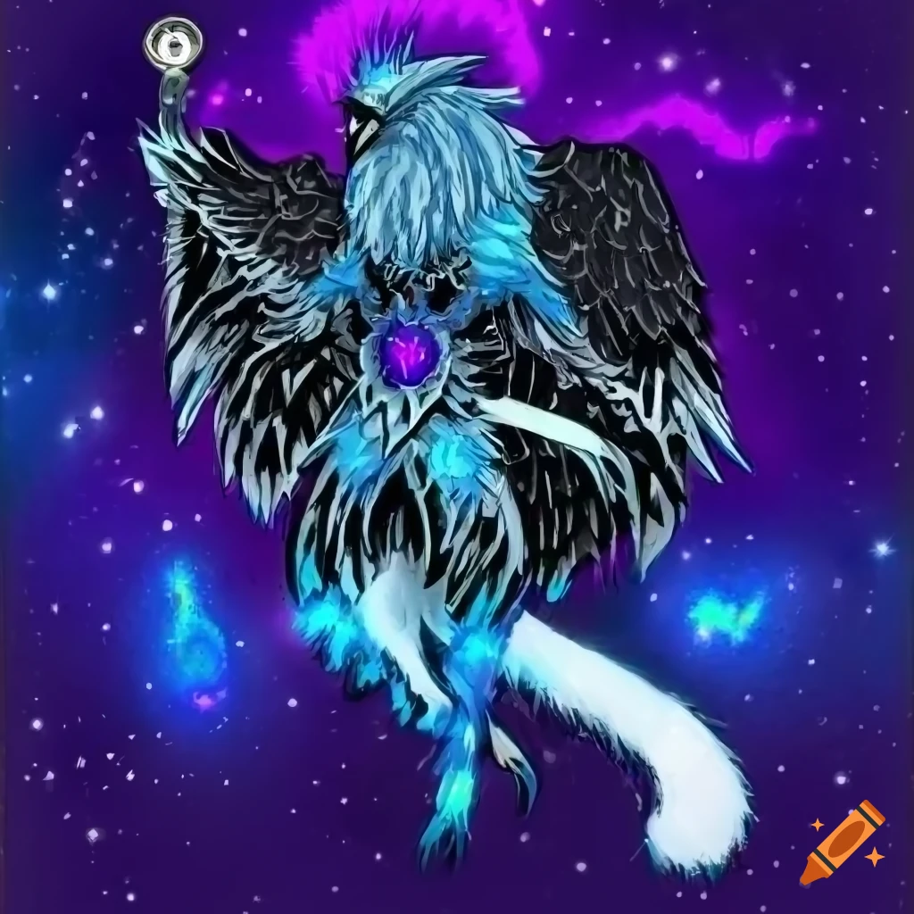 An artistic depiction of a majestic and colorful mystical bird