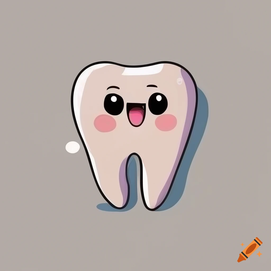 Cute minimalist drawing of a white tooth on Craiyon