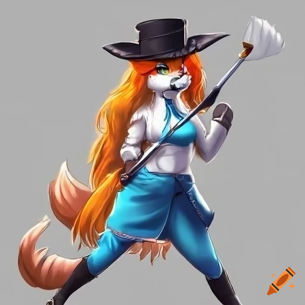 Digital Art Of A Female Anthro Mouse Fencer