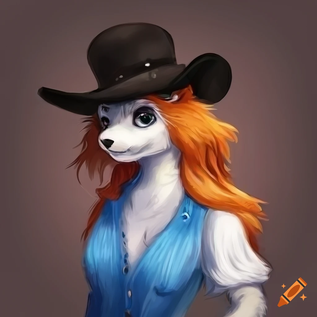 Portrait of a playful furry mouse in a western outfit
