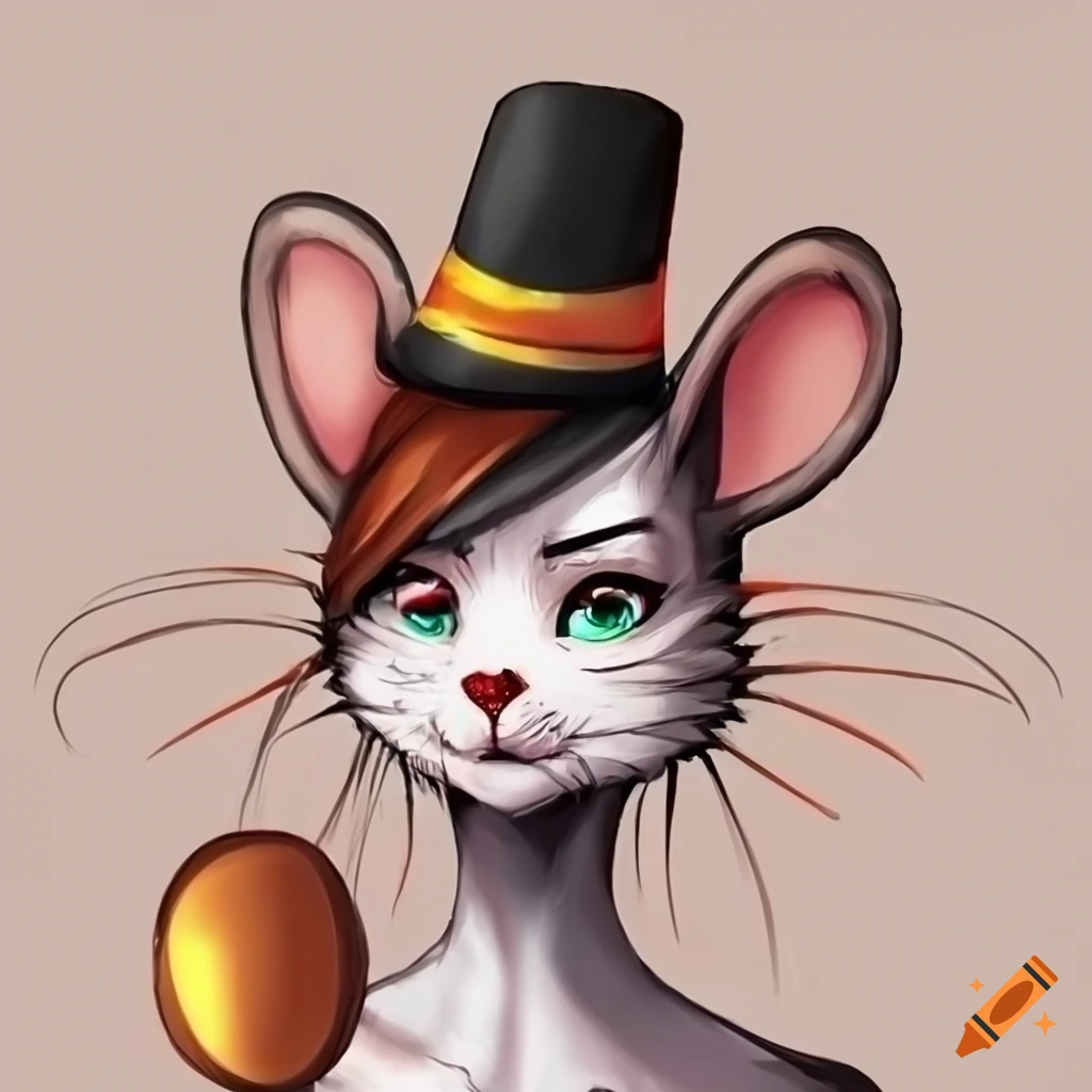 High quality illustration of a female anthro mouse fencer