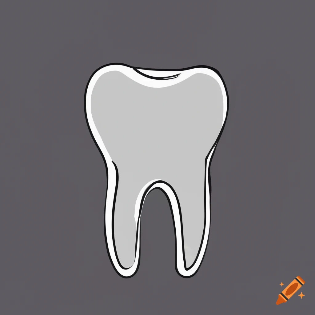 Minimalistic black line drawing of a molar tooth on Craiyon