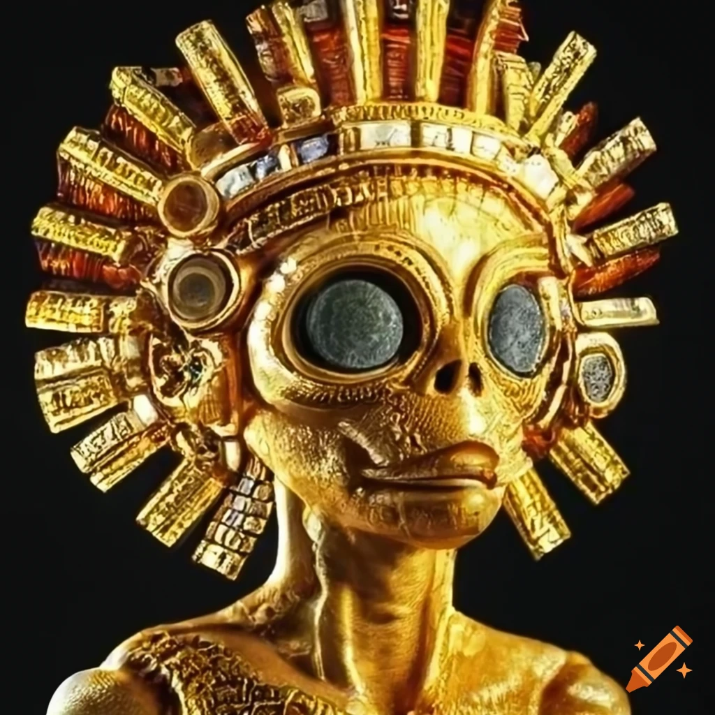 Led lights featuring aztec alien god design