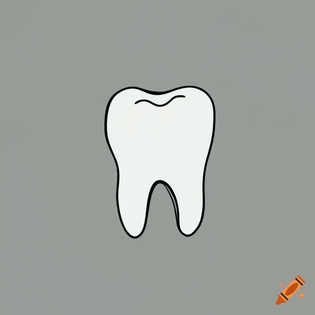 Simple line art drawing of a tooth on Craiyon
