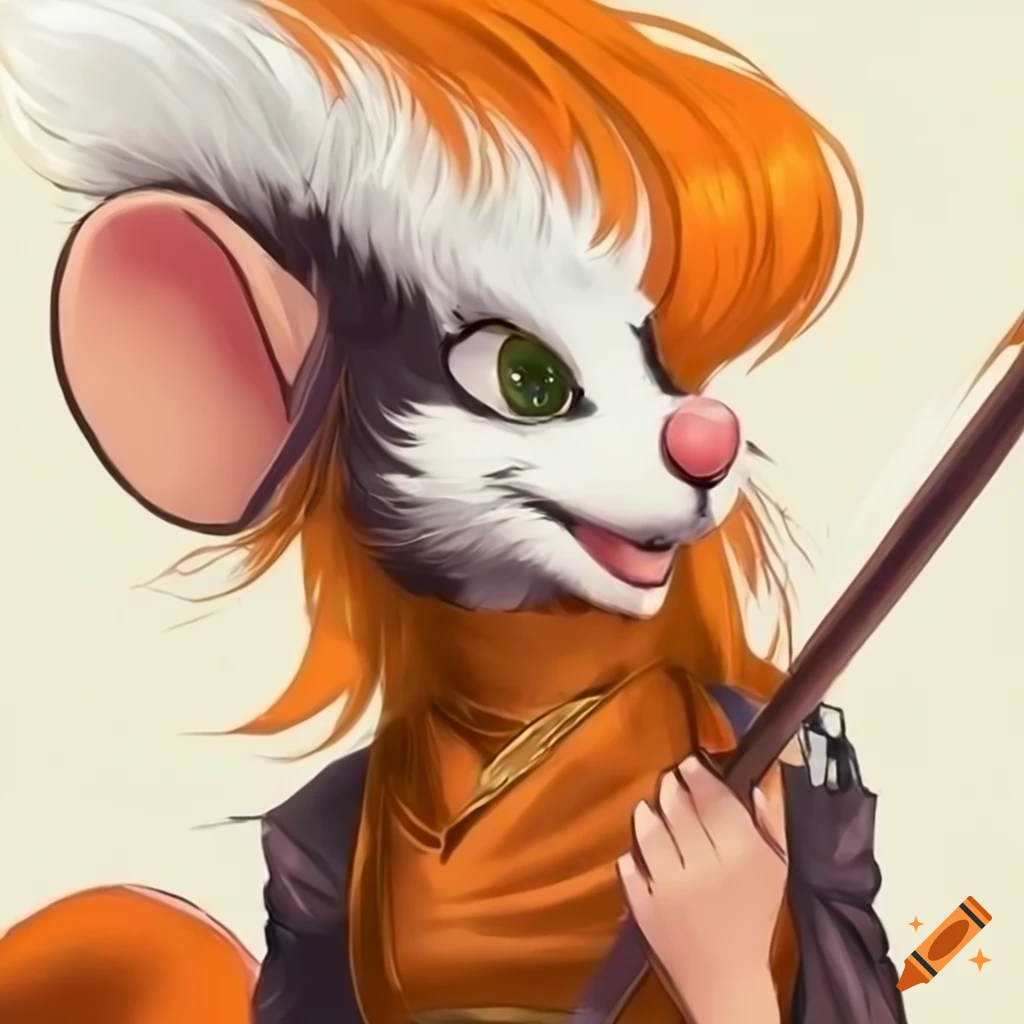 High quality illustration of a female anthro mouse fencer