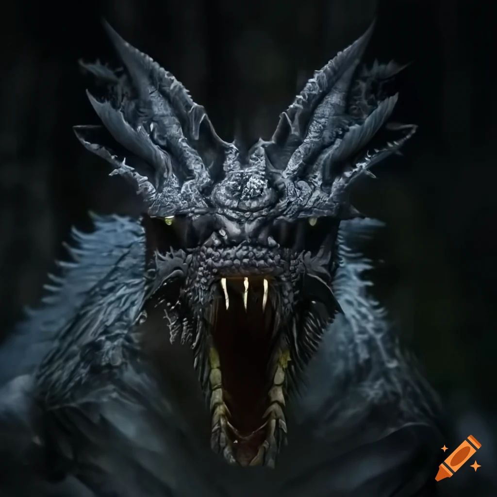 Sharp-toothed dragon in a mystical forest