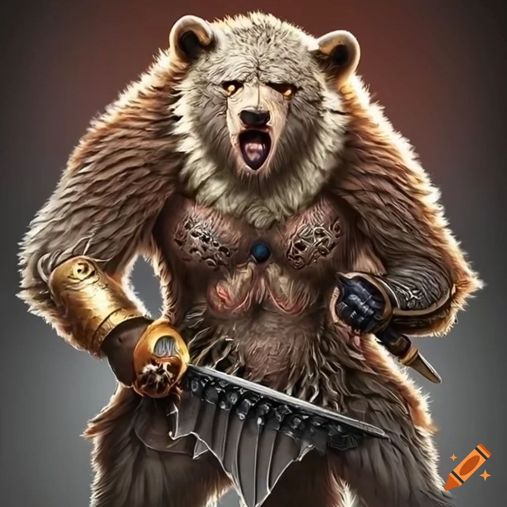 Bear wearing warrior armor on Craiyon