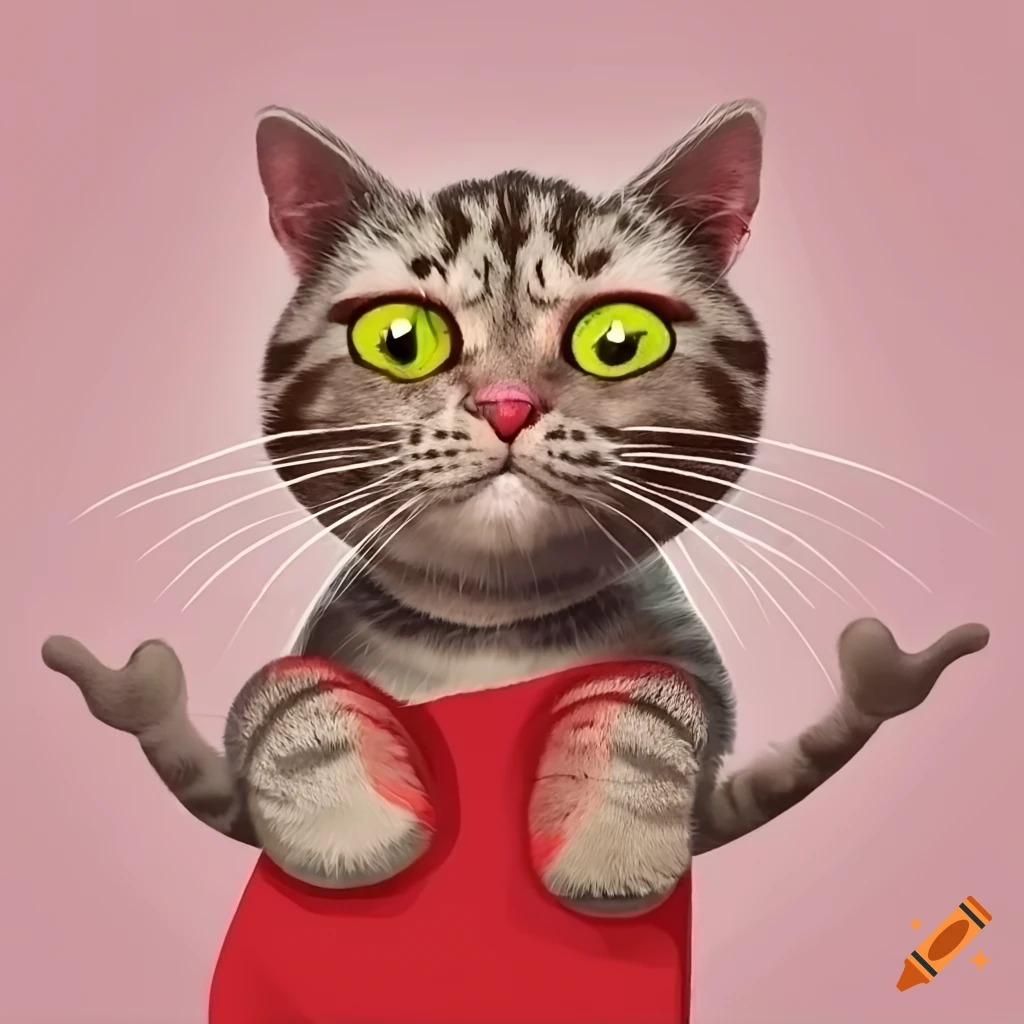 Confused tabby cat wearing red socks