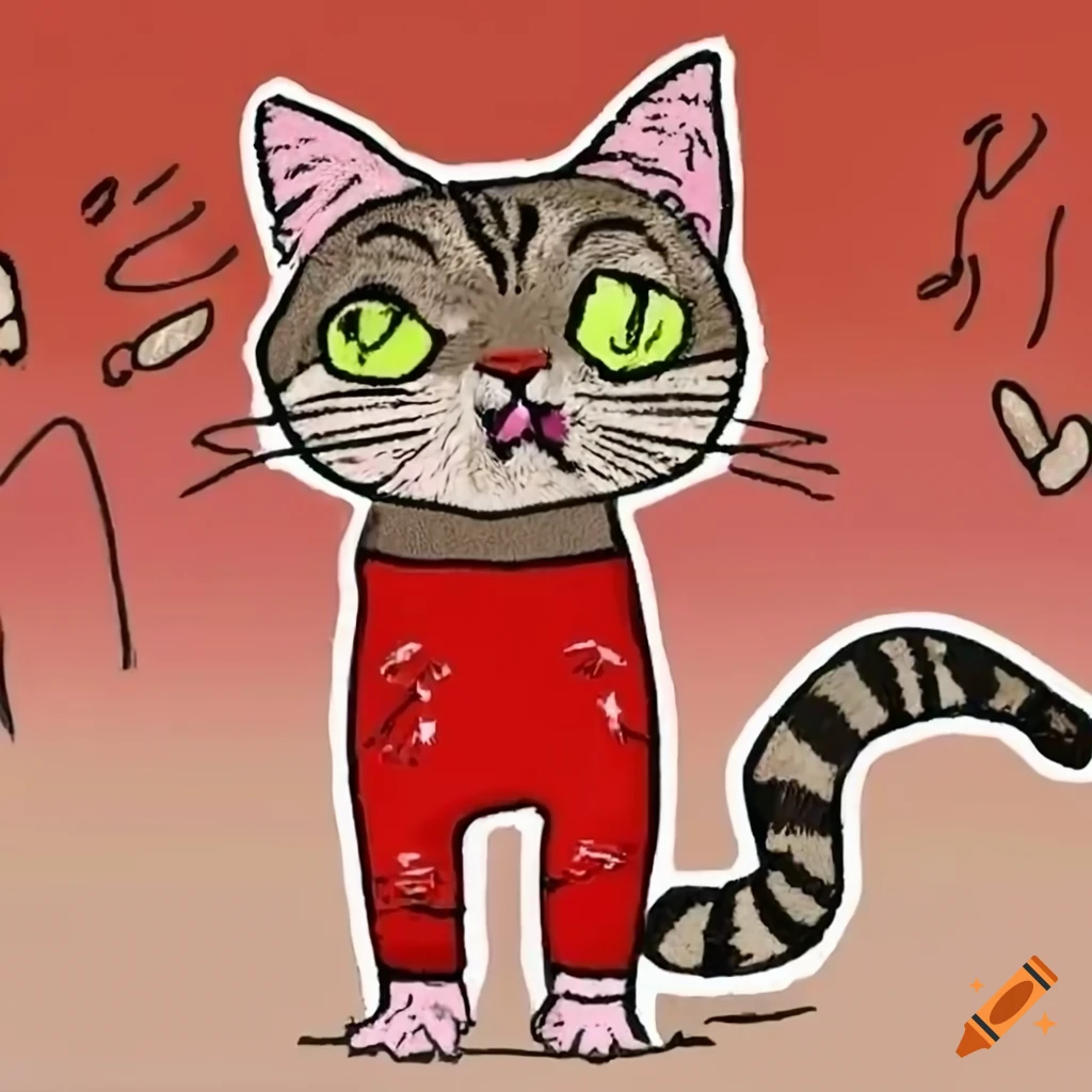 Confused tabby cat with red socks on Craiyon