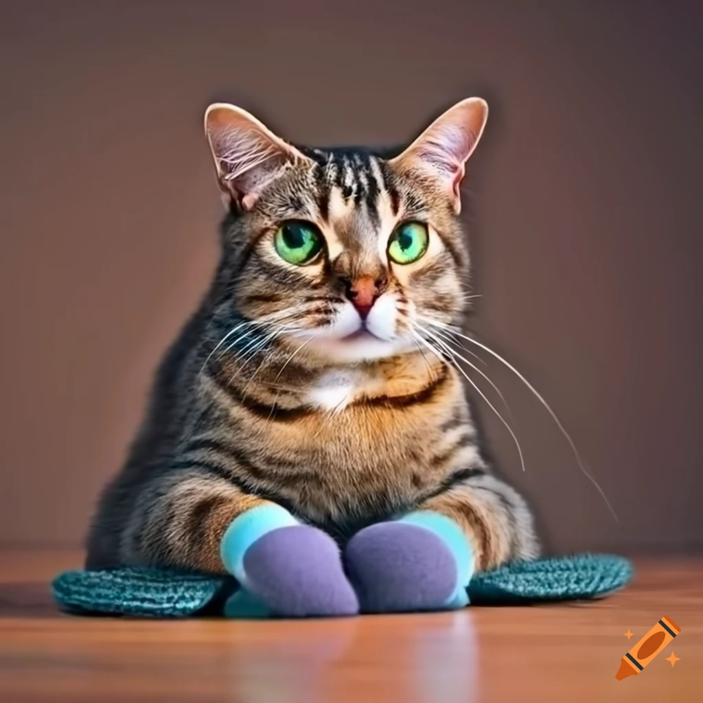 Funny cat sliding on slippery floor