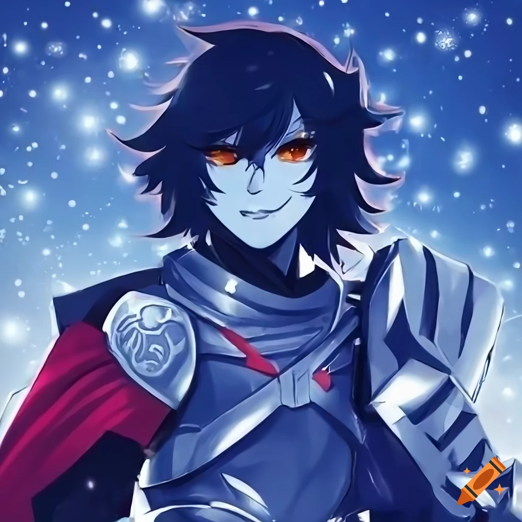 Illustration of Kris Deltarune in silver knight armor on Craiyon