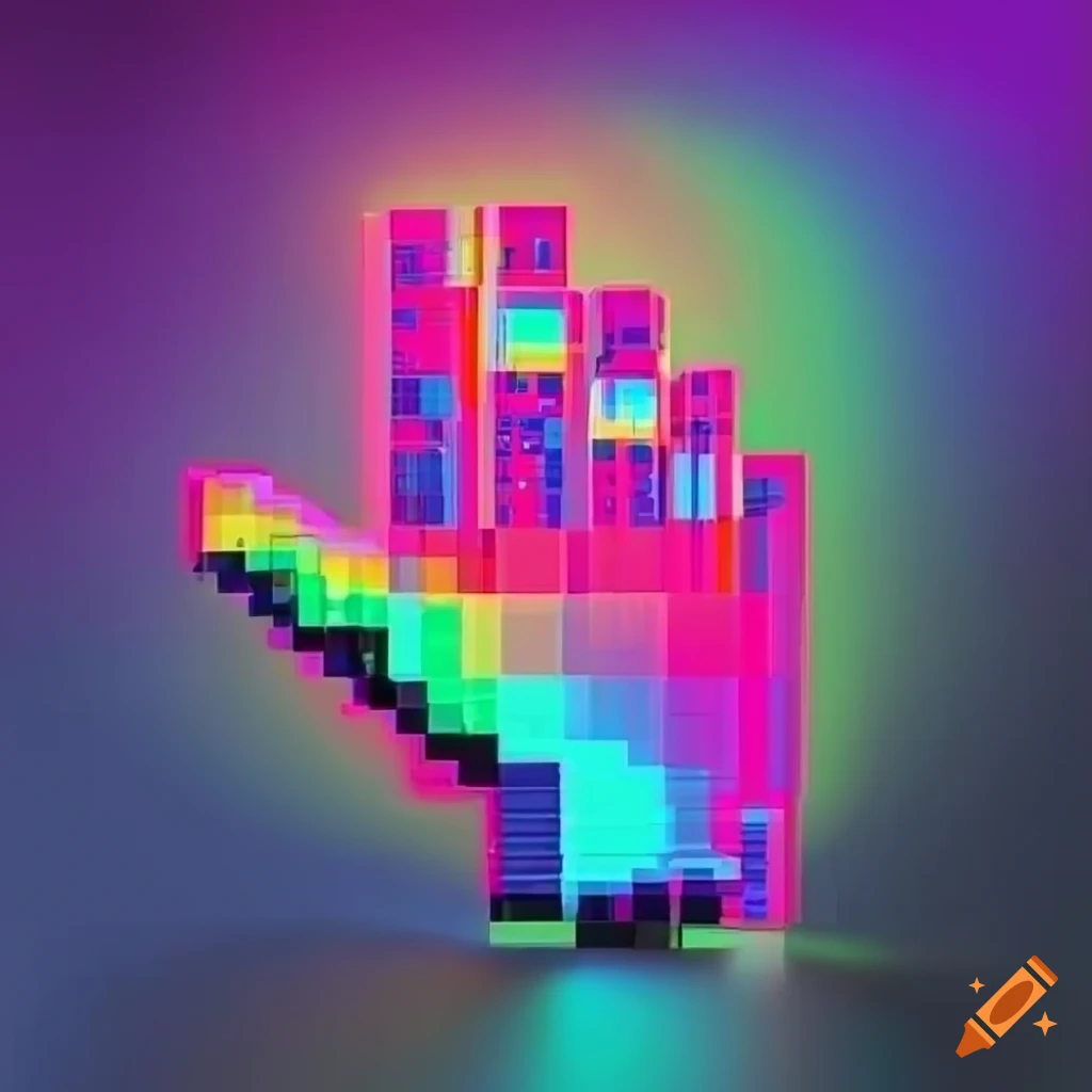 Colorful pixel cursor hand for computer screen on Craiyon