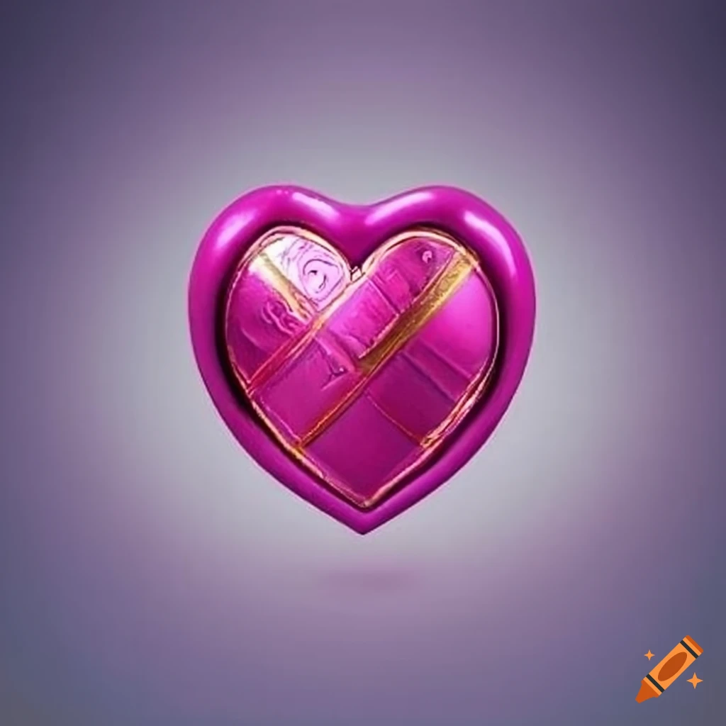 Fuchsia heart-shaped wax seal on a white background