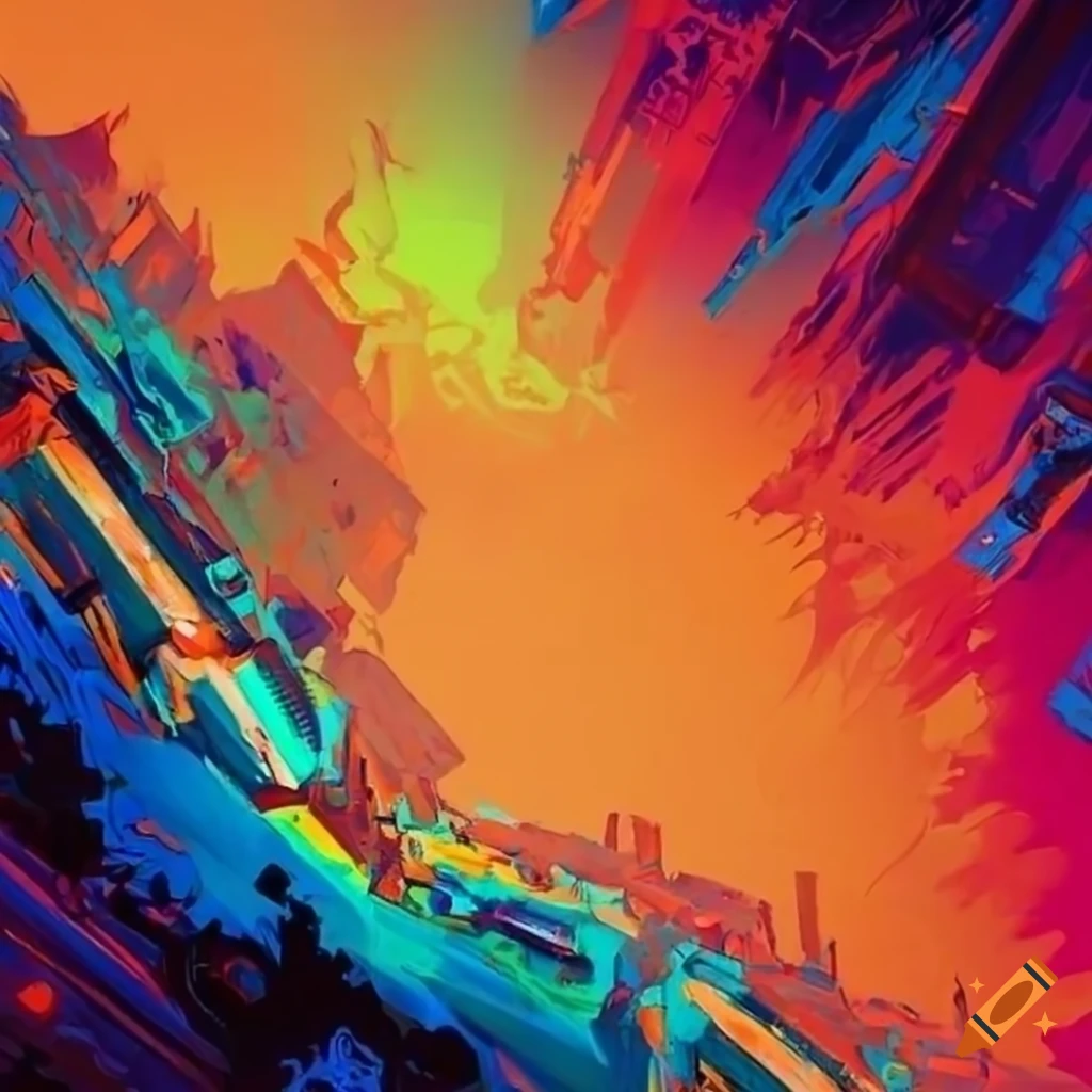 Cyberpunk artwork color palette in vibrant orange and cyan on Craiyon