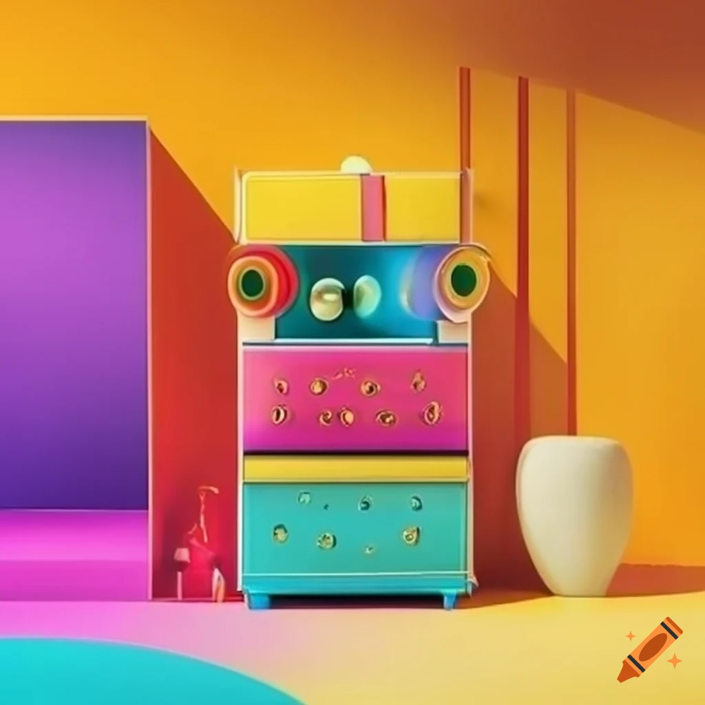 Unique and colorful retro designs on Craiyon