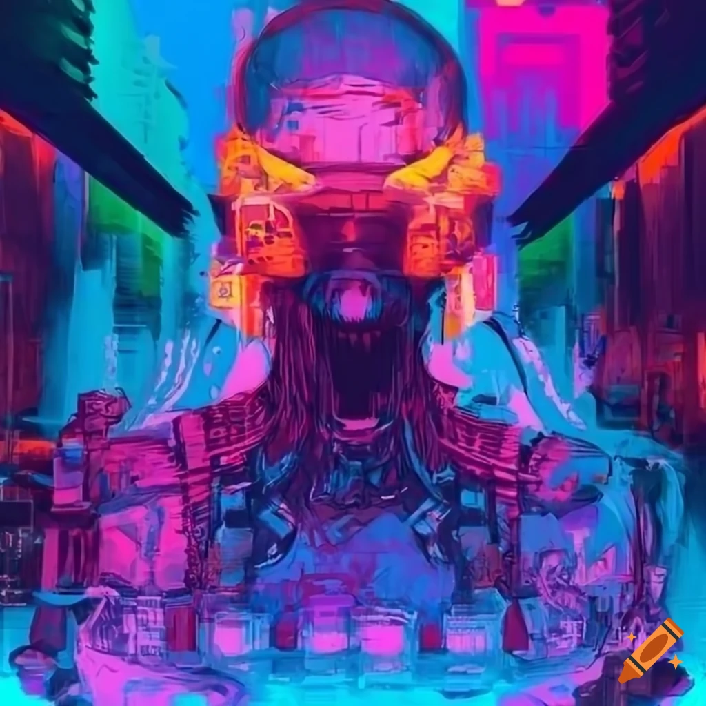Cyberpunk artwork color palette in vibrant orange and cyan