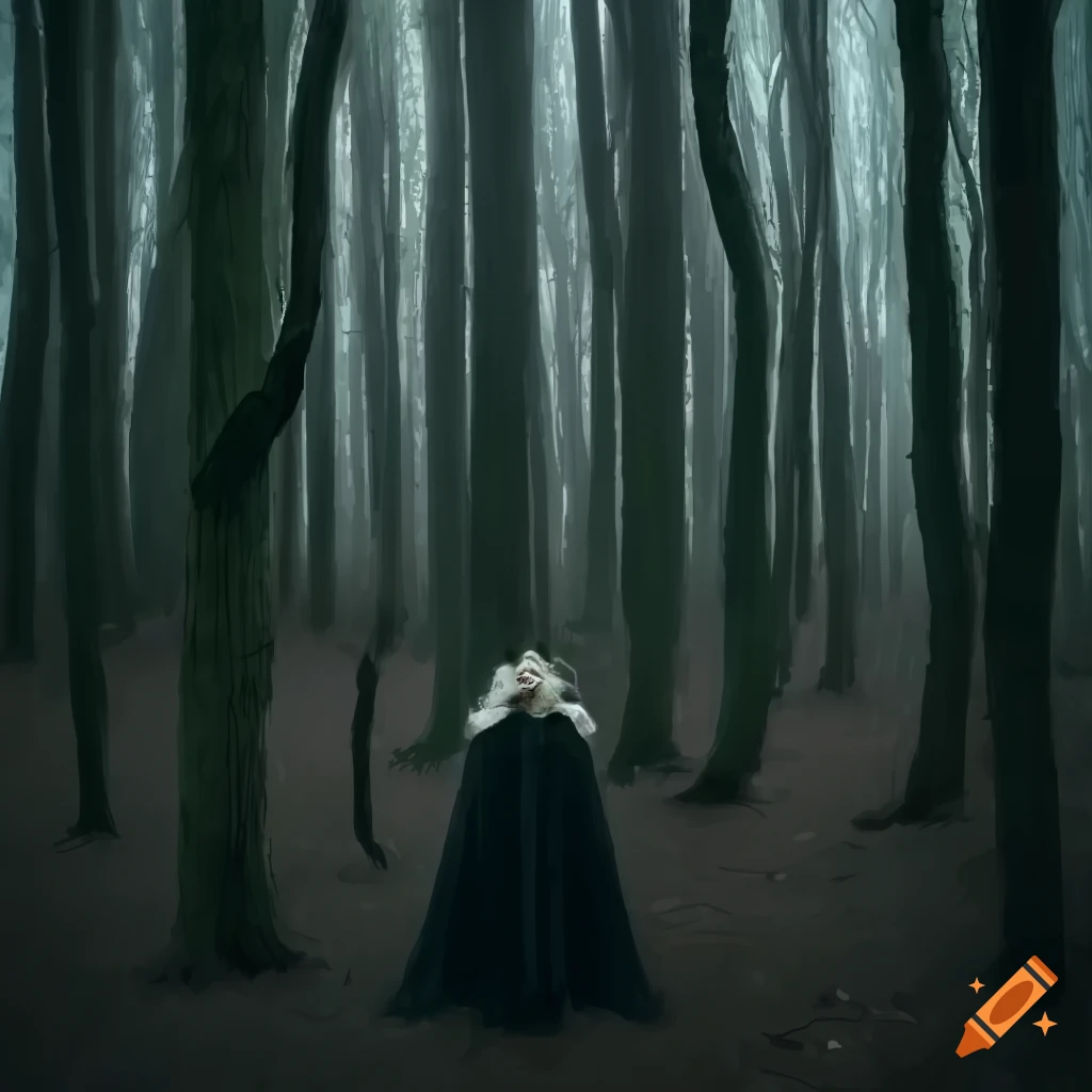 Creepy forest with colorful furry trees on Craiyon