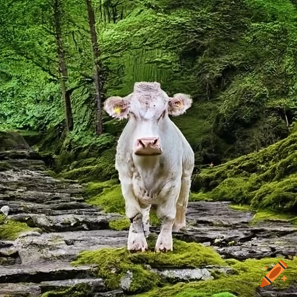 Surreal artwork of cows meditating on wooden planks on Craiyon