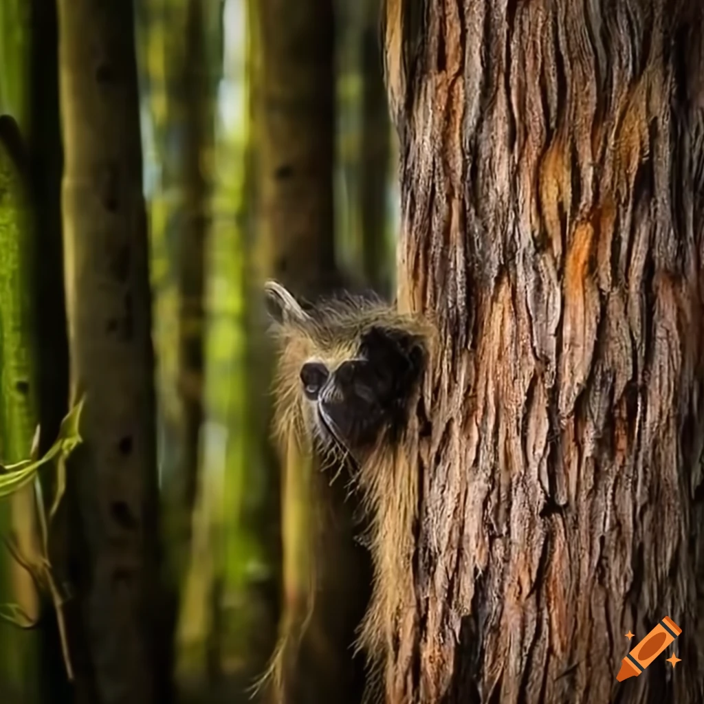 Artistic illustration of hairy creatures in a surreal forest on Craiyon
