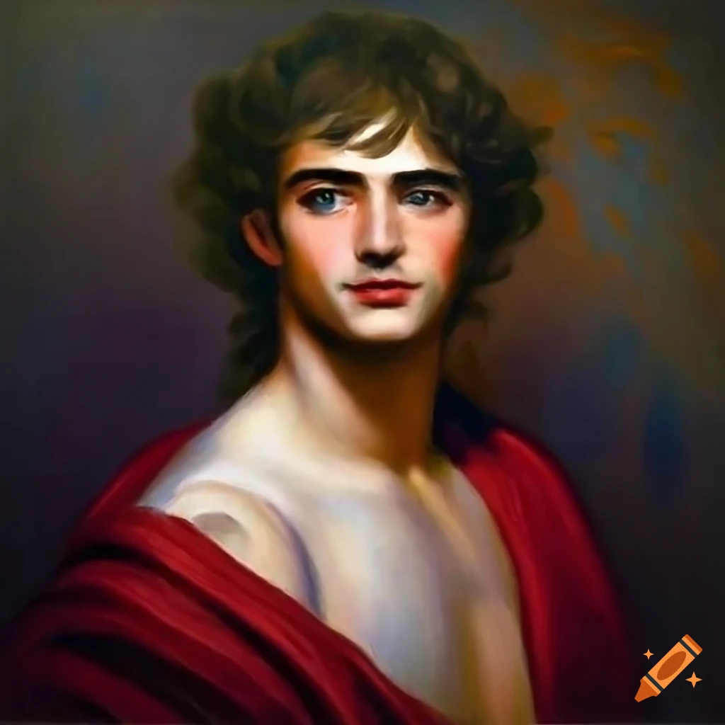 Detailed oil painting of a confident and mighty male god on Craiyon